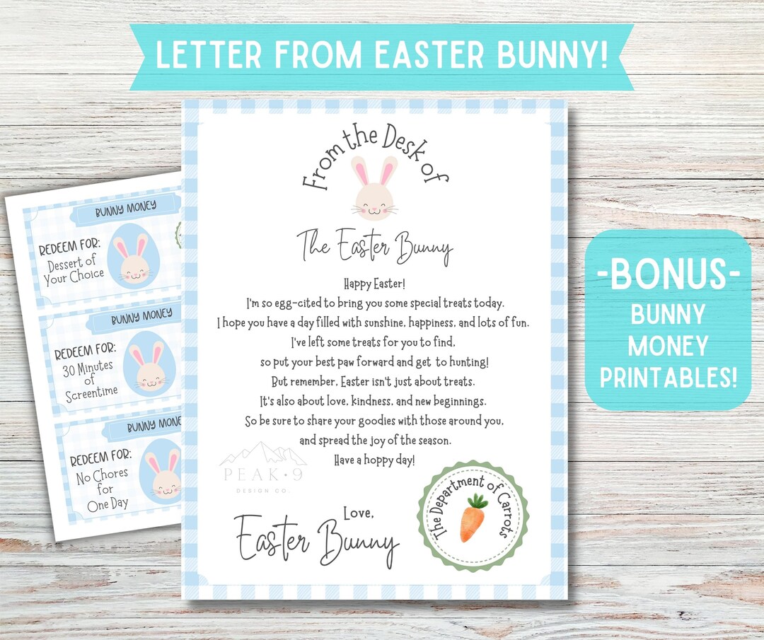 Letter From Easter Bunny Printable | Bunny Money Printable | Easter ...