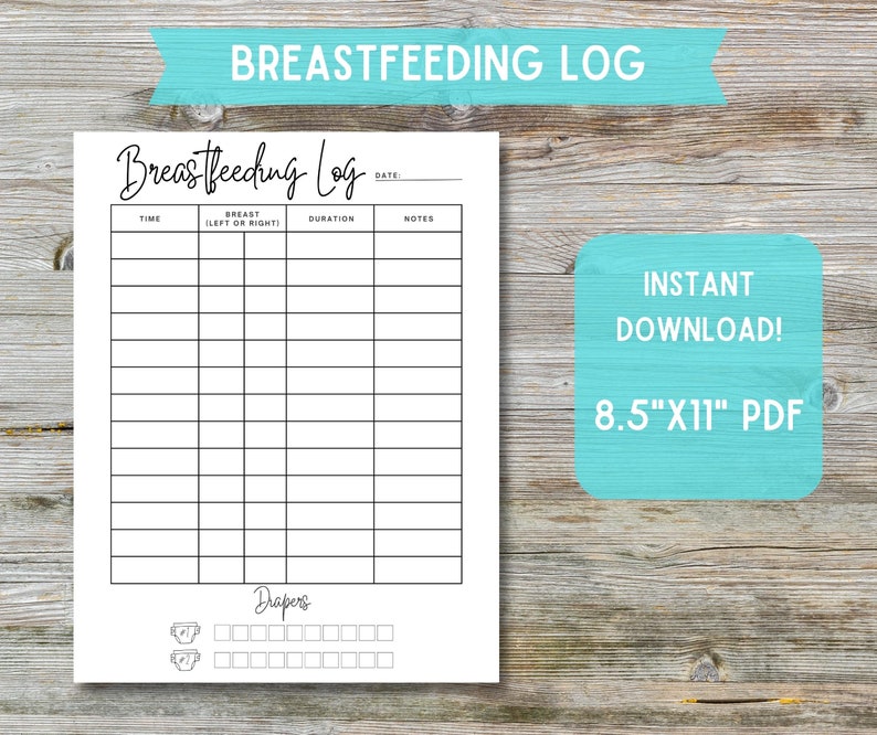 Breastfeeding Log | Diaper Tracker | Printable for New Moms | Nursing ...