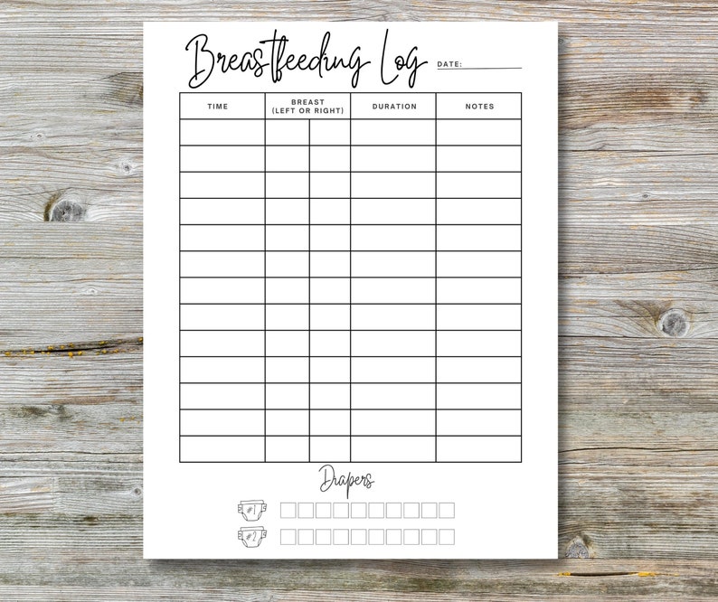Breastfeeding Log | Diaper Tracker | Printable for New Moms | Nursing ...