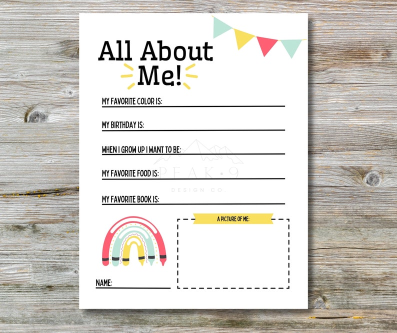 First Day of School Questionnaire Back to School Printable All About Me ...