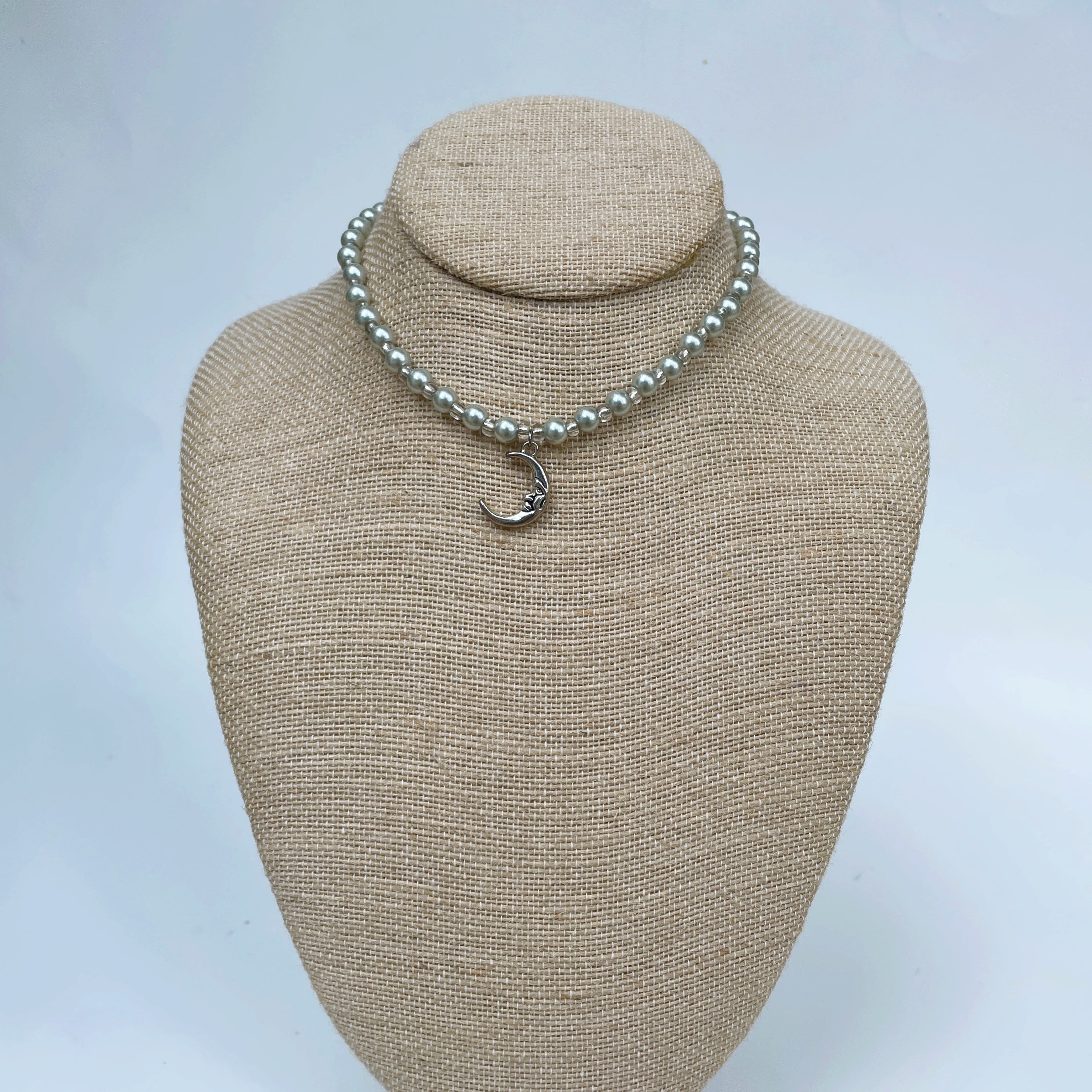 Silver Moon Choker Necklace Sailor Moon Inspired Silver Pearl Choker ...