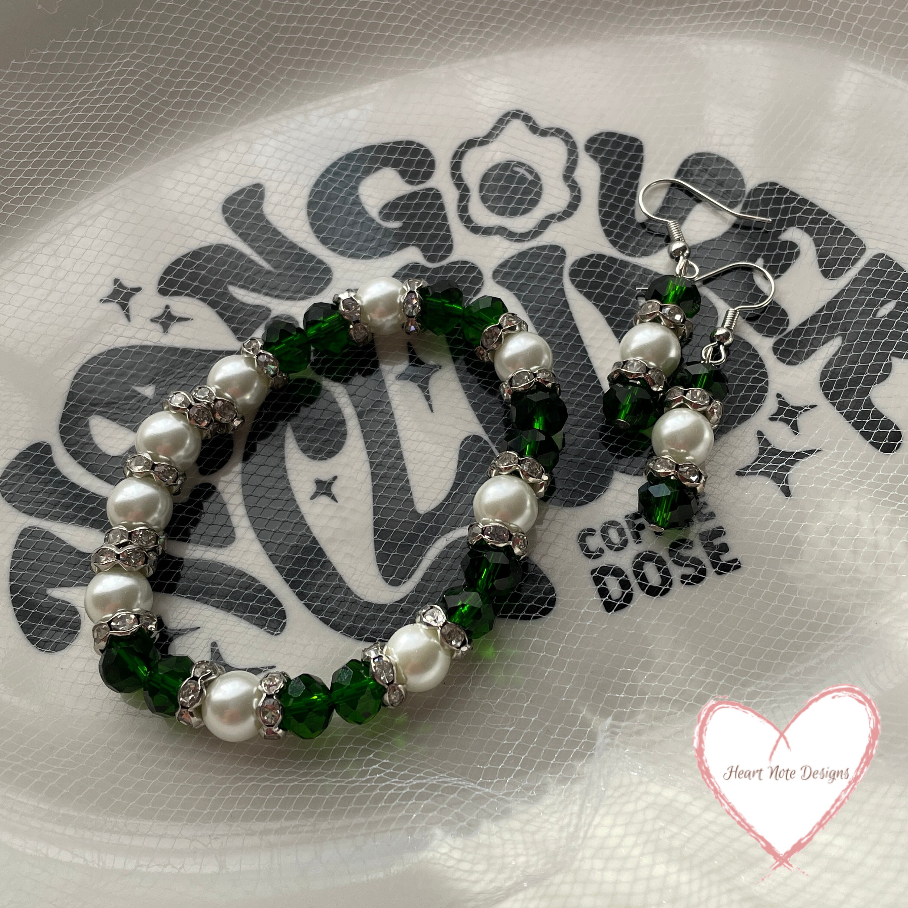 Nature's Touch Sage Green Crystal Bracelet and Earrings Green Crystal ...