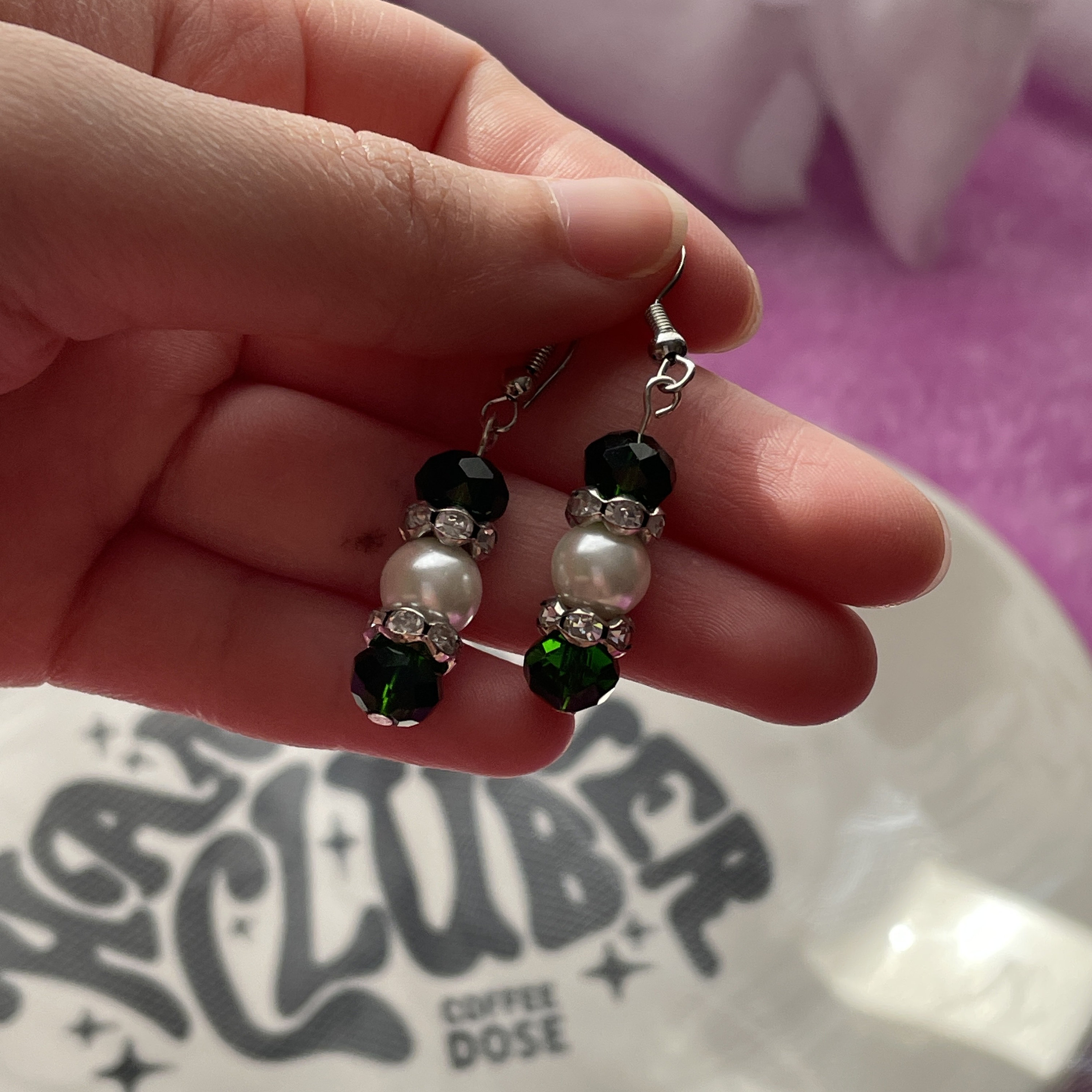 Nature's Touch Sage Green Crystal Bracelet and Earrings Green Crystal ...