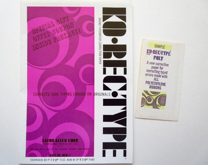 Ko-rec-type Typewriter Correction Paper 48+ Tabs, Vintage Eaton Allen ...