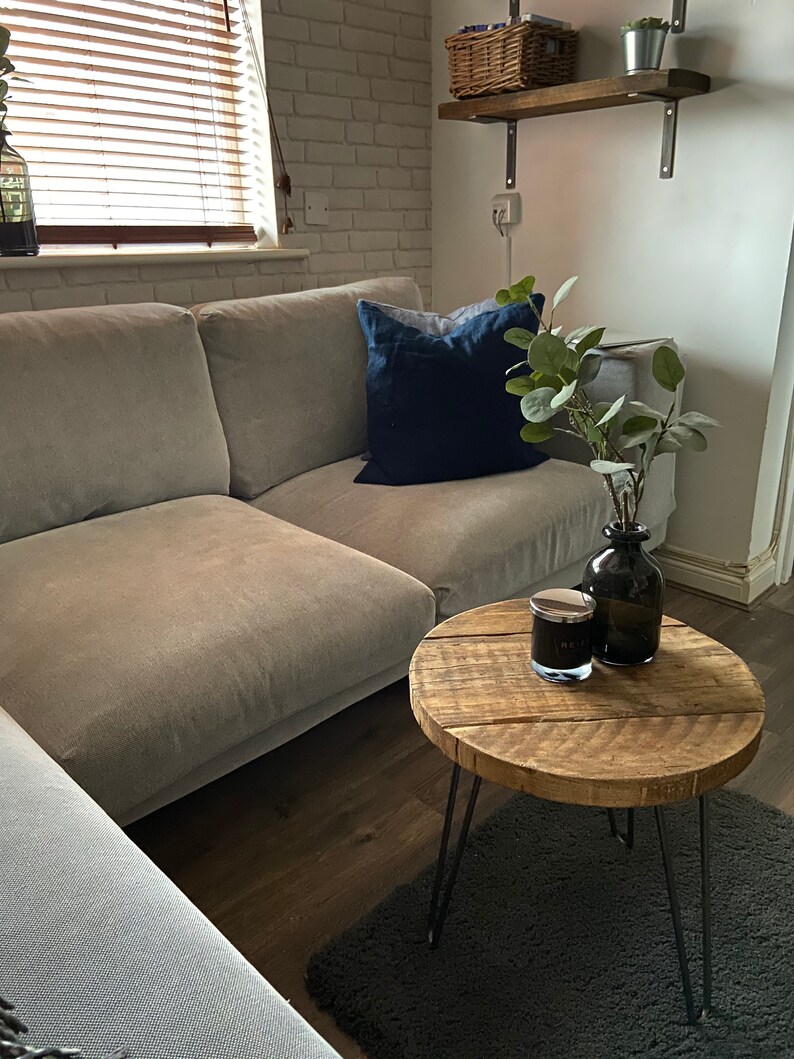 NORTHAM Rustic Round Coffee Table With Industrial Legs for - Etsy UK