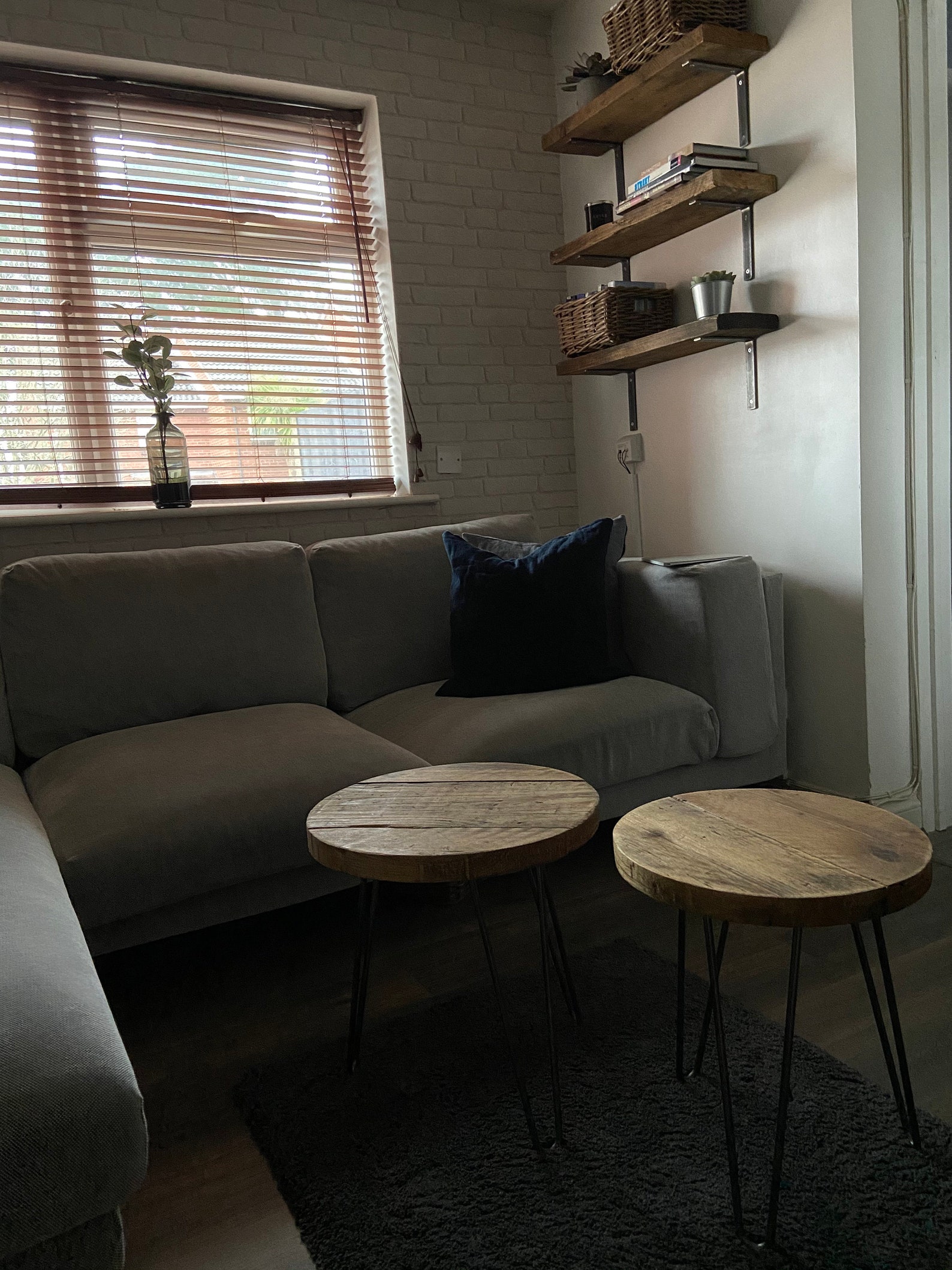 NORTHAM Rustic Round Coffee Table With Industrial Legs for | Etsy UK