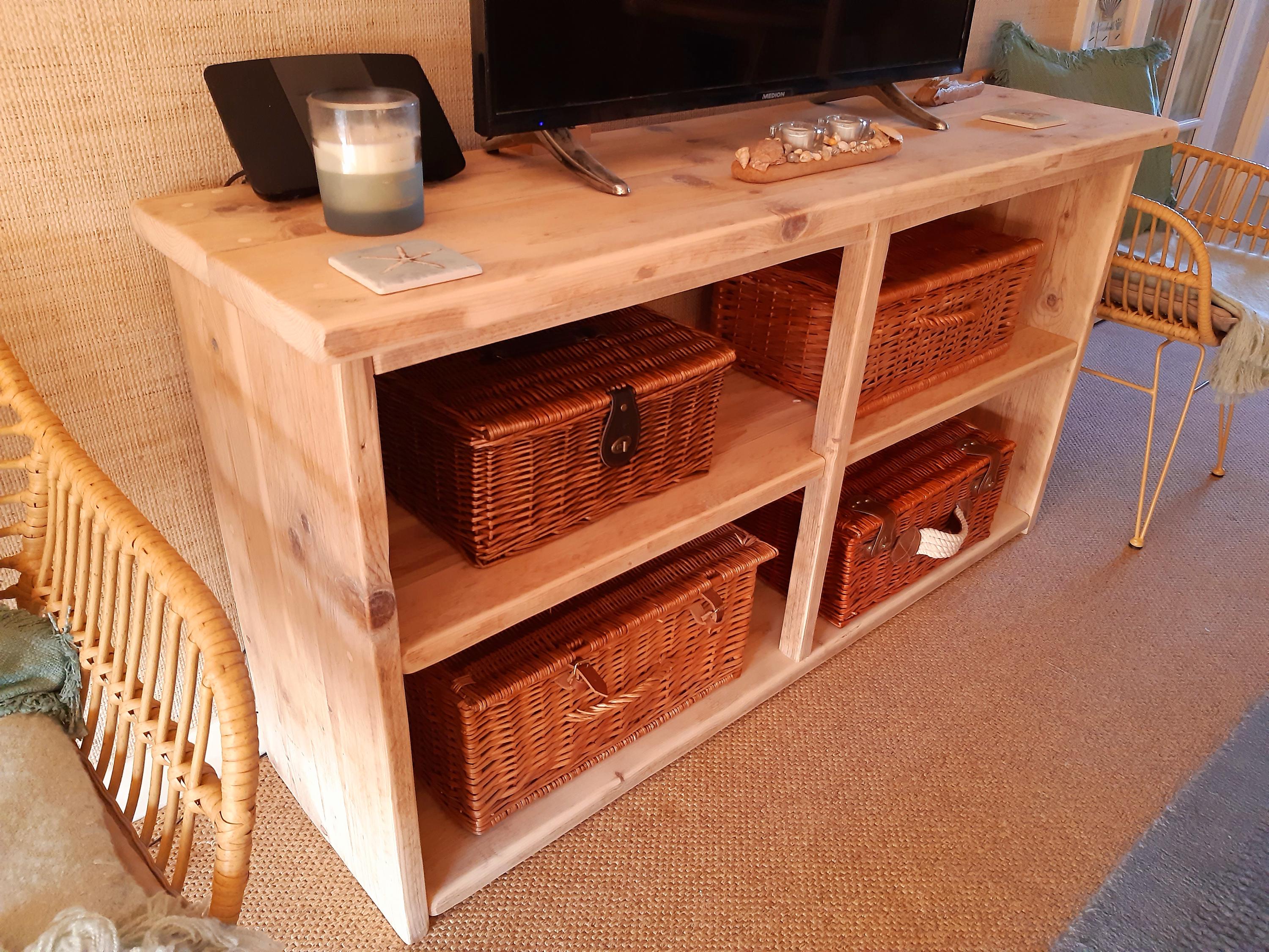 Handmade Reclaimed Wood Console Table: Rustic Media Cabinet - MILTON ...