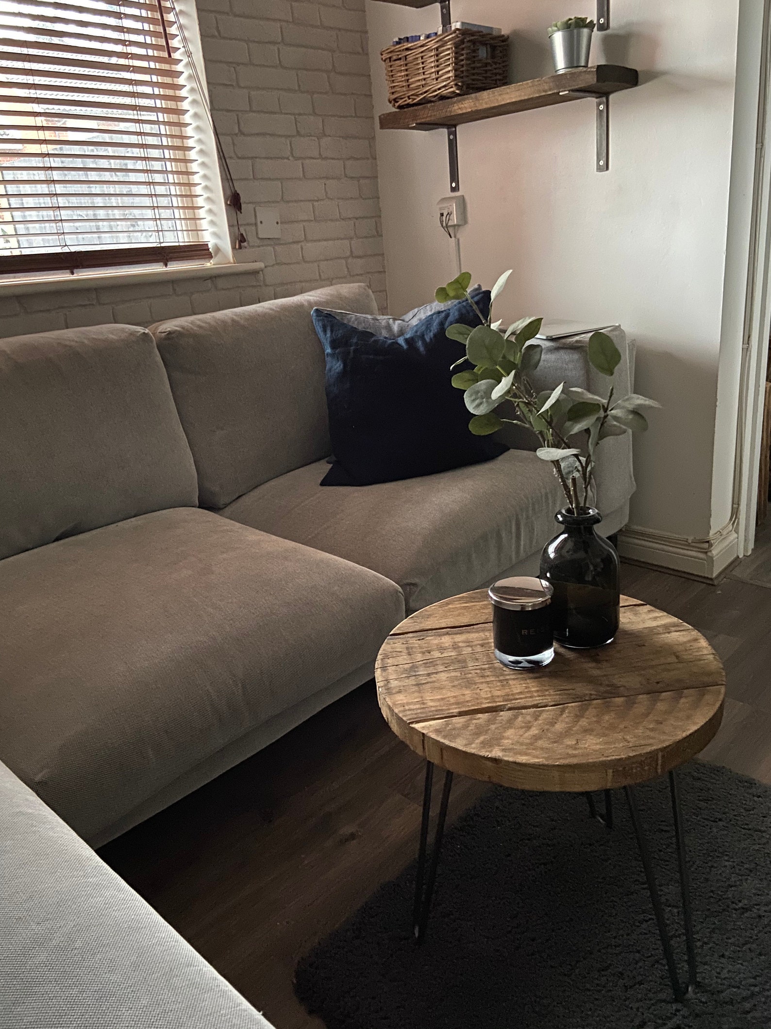 NORTHAM Rustic Round Coffee Table With Industrial Legs for - Etsy UK