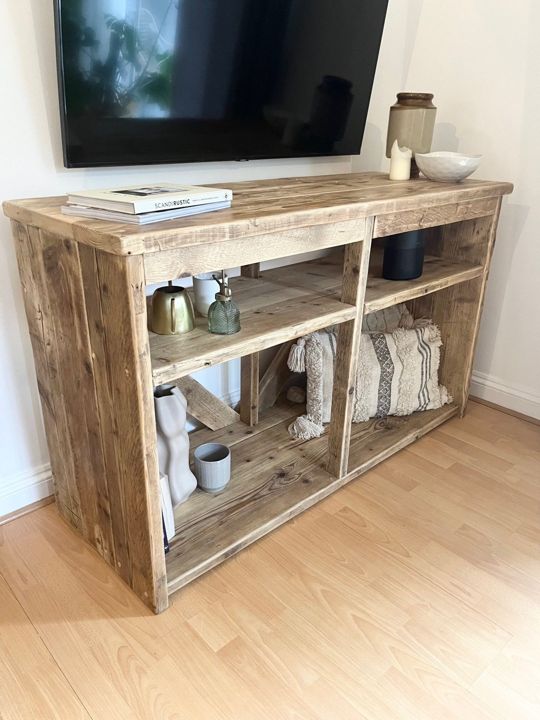 Large Reclaimed Wood Console Table- Rustic Wood Side Table- Solid Wood ...