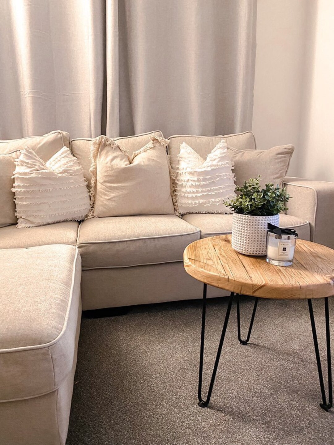 NORTHAM Rustic Round Coffee Table With Industrial Legs for - Etsy UK