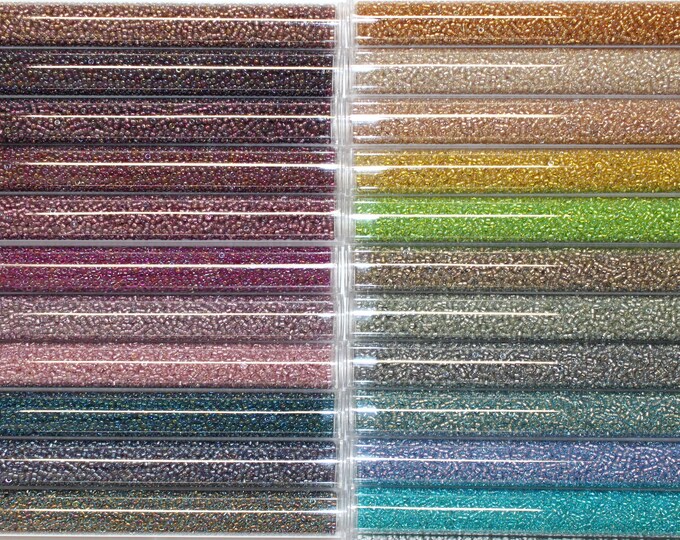 11/0 Miyuki Japanese Shimmer Lined AB Variety Pack, 23 Colors, 1 Ounce ...