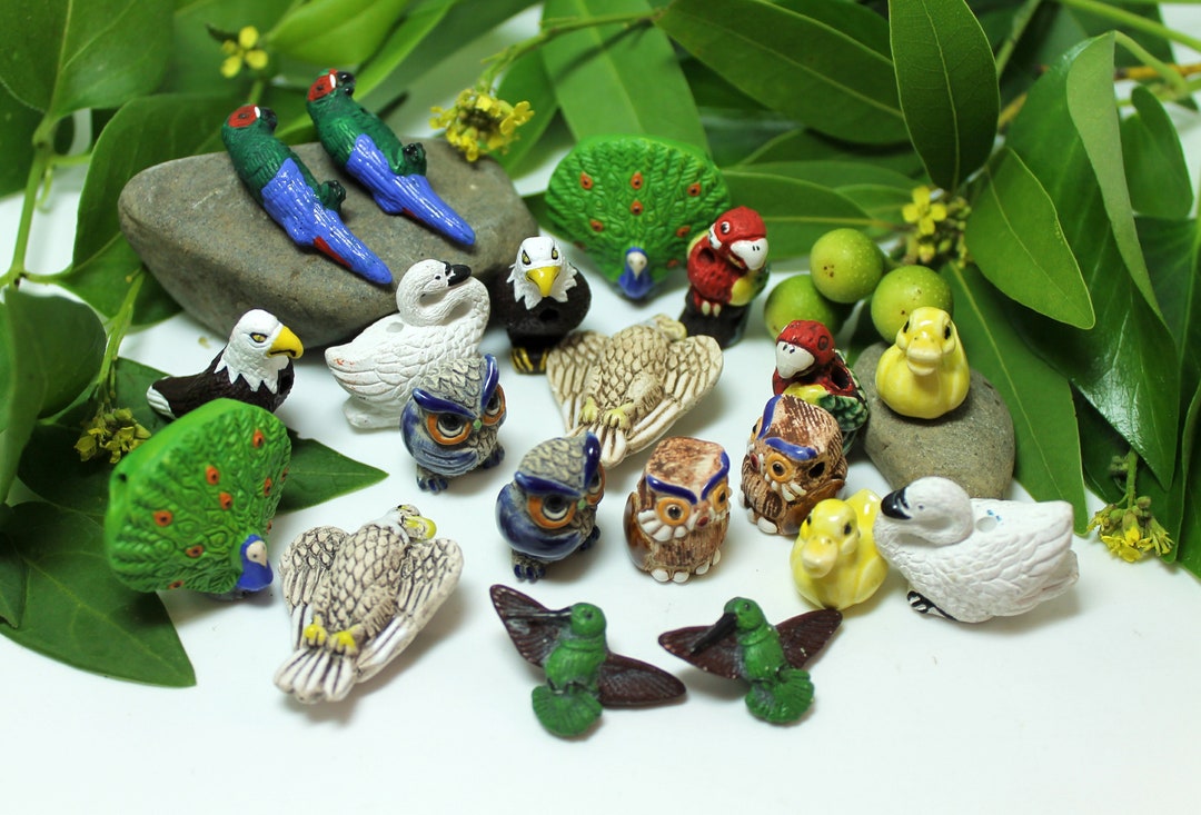 Hand Painted Peruvian Beads, Mixed Variety of Birds, 2 of Each Design ...