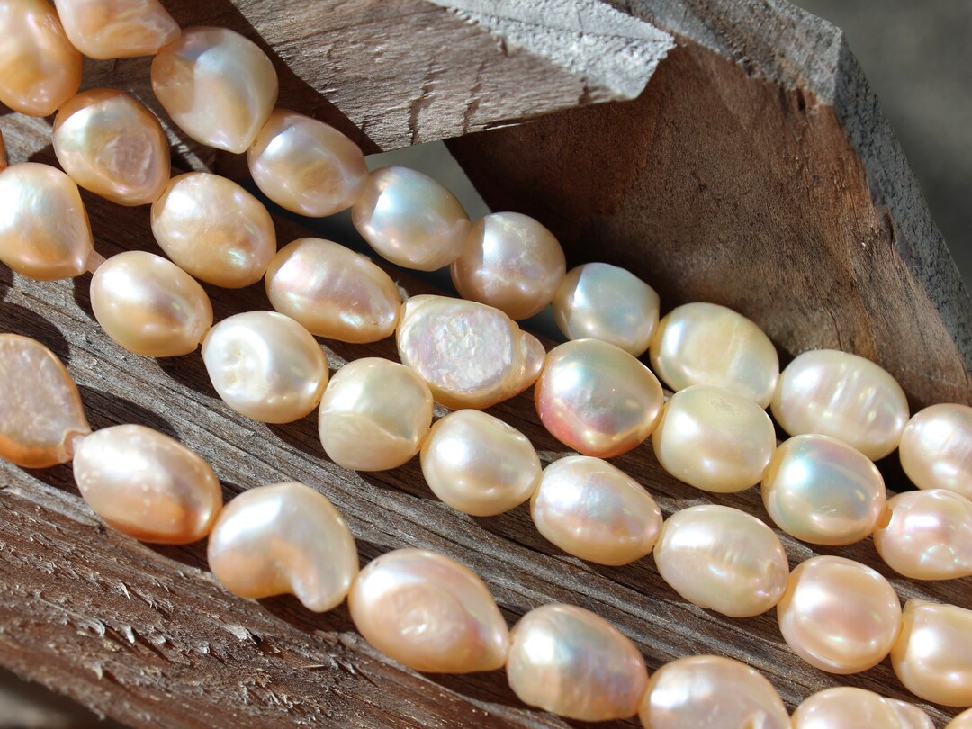 10mm-13mm Light Peach Potato Pearls, Large 2mm Hole, Sold by the Single ...