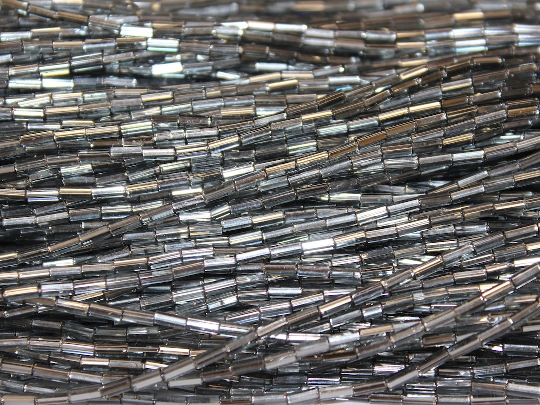 Vintage 5mm, #2 Czech Bugle Beads Silver Lined Black Diamond, Sold by ...