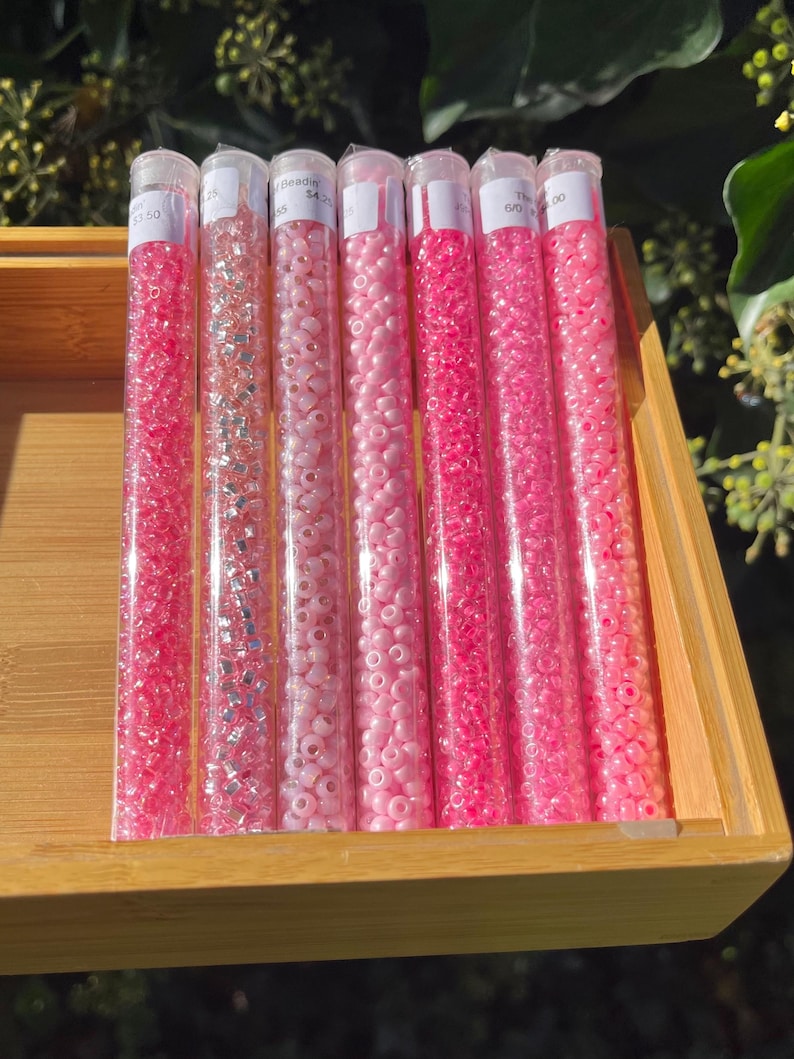 6/0 Hot Pink Japanese Seed Bead Mini Pack, 7 Pink Colors Included, 1 ...