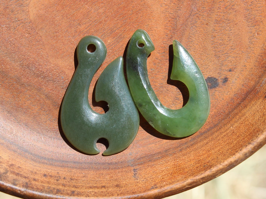 Barbed Maori Hei Matau (fish Hook) Pendants, Hand Carved From British ...