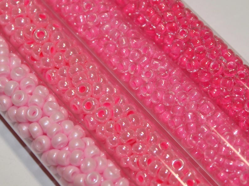 6/0 Hot Pink Japanese Seed Bead Mini Pack, 7 Pink Colors Included, 1 ...