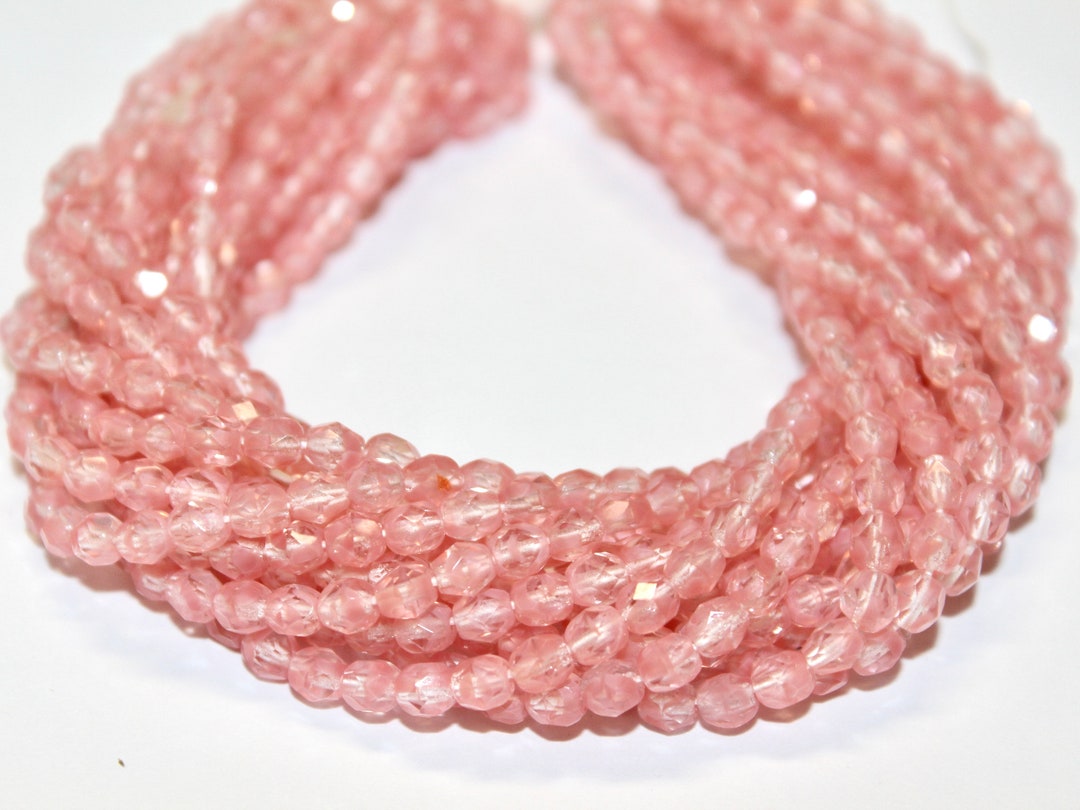 4mm Fire Polished Rose/crystal Half Mass Round Faceted Glass - Etsy