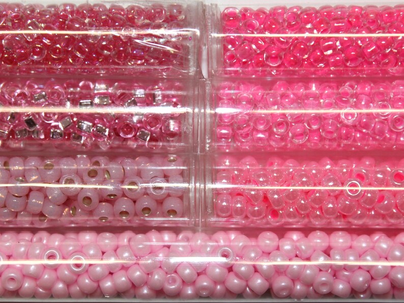 6/0 Hot Pink Japanese Seed Bead Mini Pack, 7 Pink Colors Included, 1 ...
