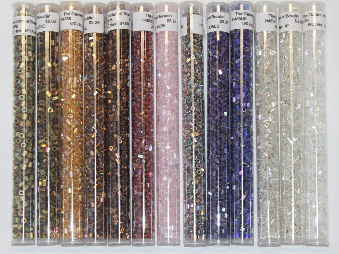 6/0 Japanese Hex Cut Seed Bead Variety Pack, 13 Colors, 1 Ounce of Each ...