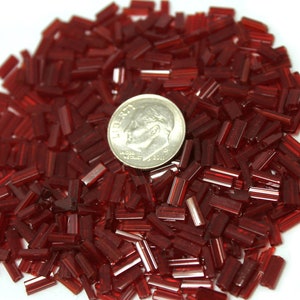 Vintage Czech Glass Bugle Bead, Size #3, Transparent Dark Red, Garnet ...