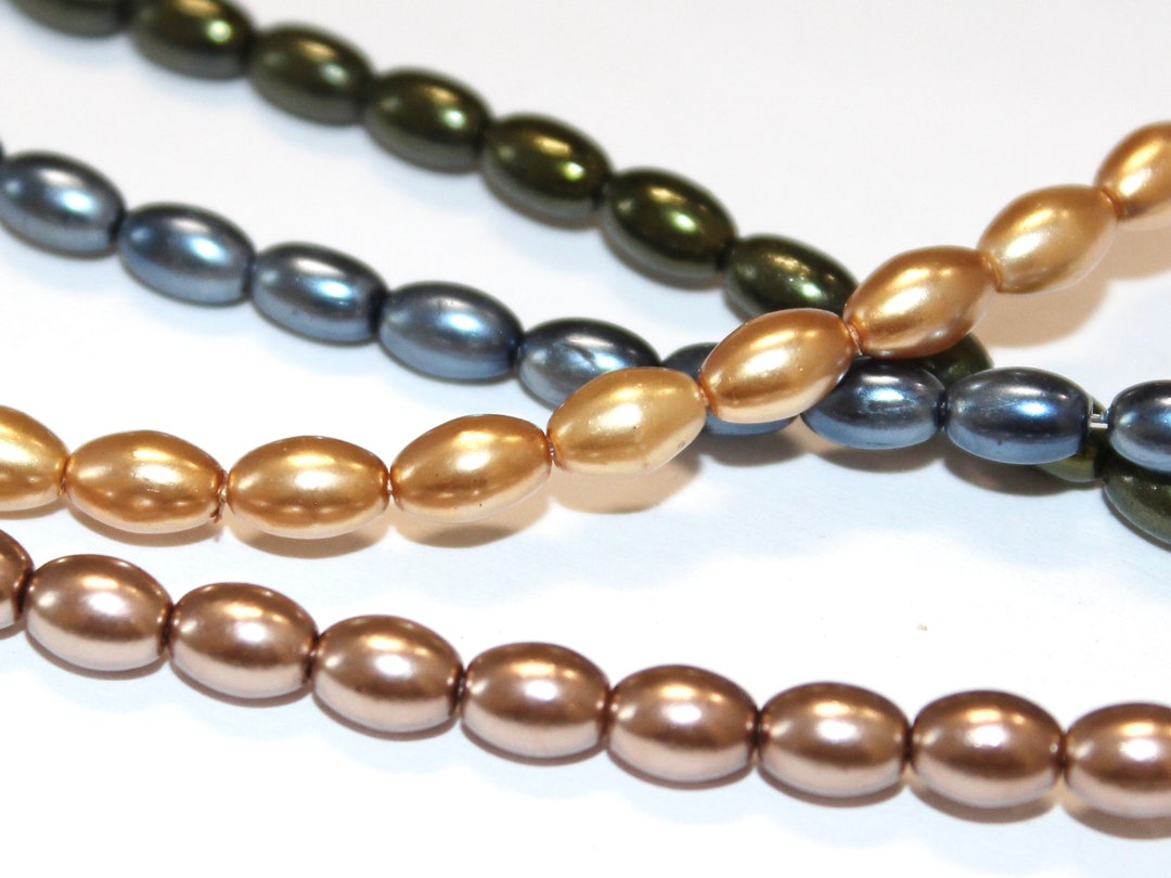 4x6mm Preciosa Czech Glass Pearls, Rice Shape, 4 Colors to Choose From ...