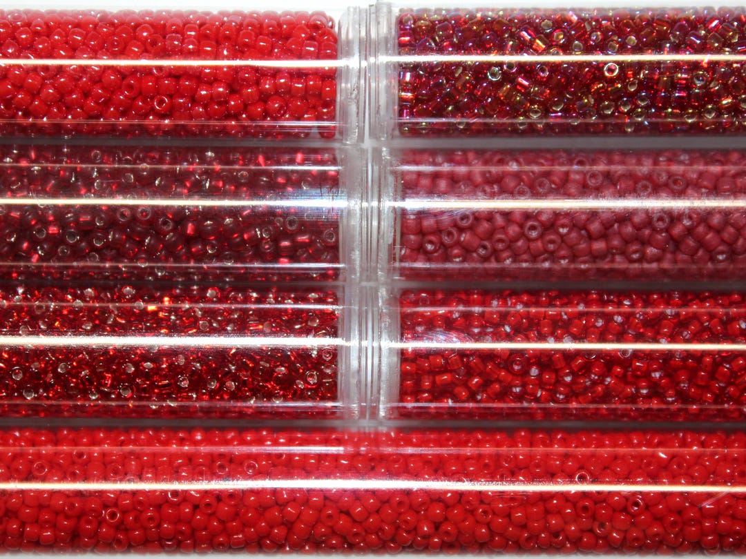 11/0 Cherry Red Japanese Seed Bead Mini Pack, 7 Colors Included, 1 ...