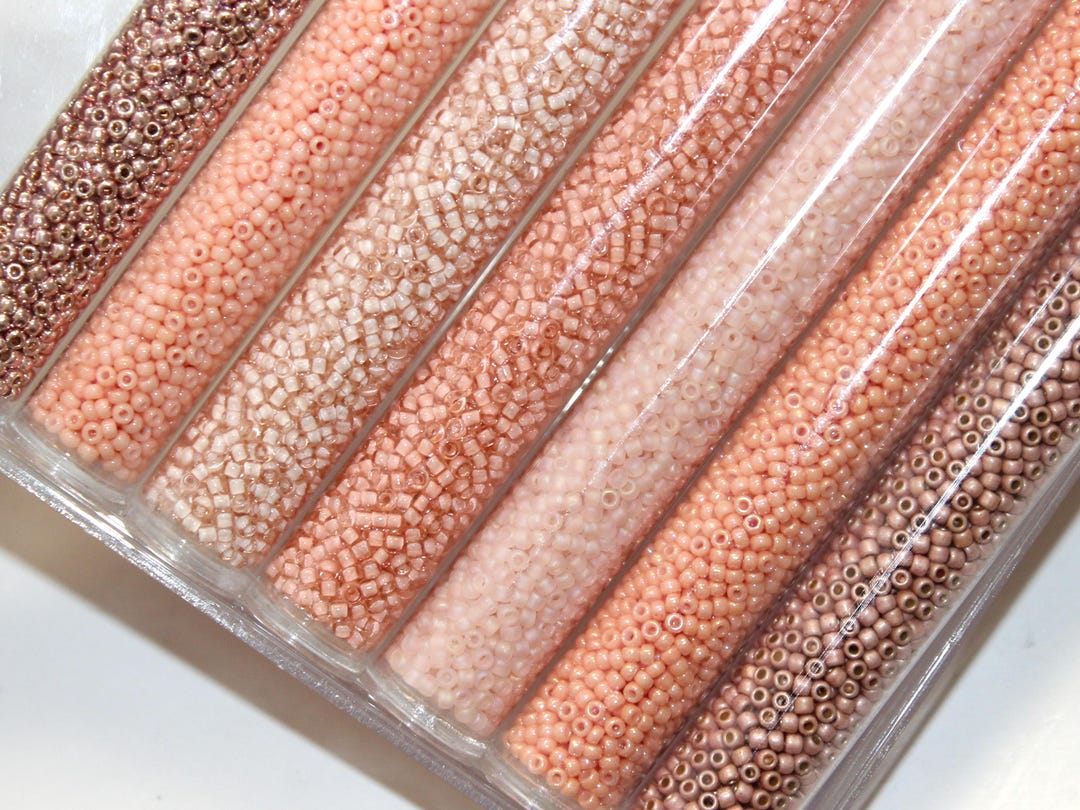 11/0 Peachy Pink Japanese Seed Bead Mini Pack, 7 Colors Included, 1 ...
