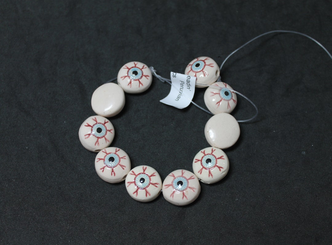 16mm Hand Painted Peruvian Bloodshot Eye Shaped Beads, 10 Pieces - Etsy