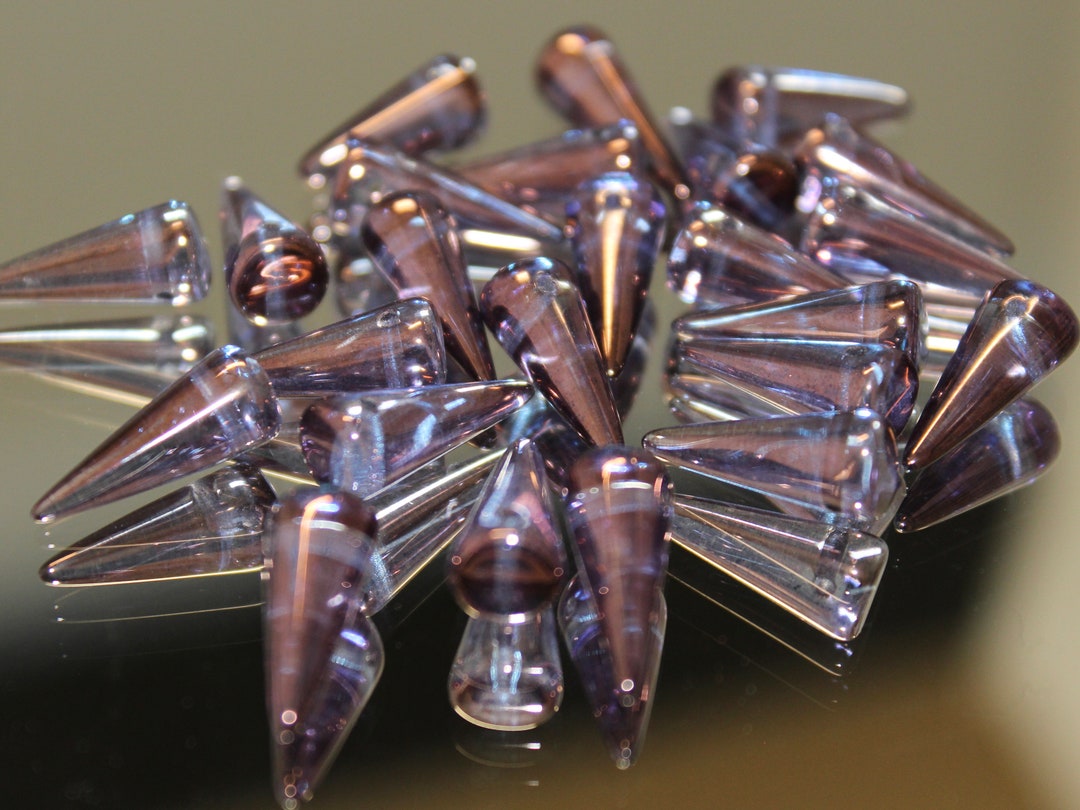 7x17mm Preciosa Large Spikes, Amethyst Lumi, 24 Pieces per Purchase, 25 ...