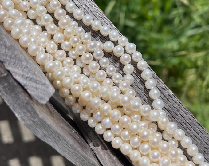 5mm Round Freshwater Pearls, Just off White in Color, Sold by the 15.5 ...