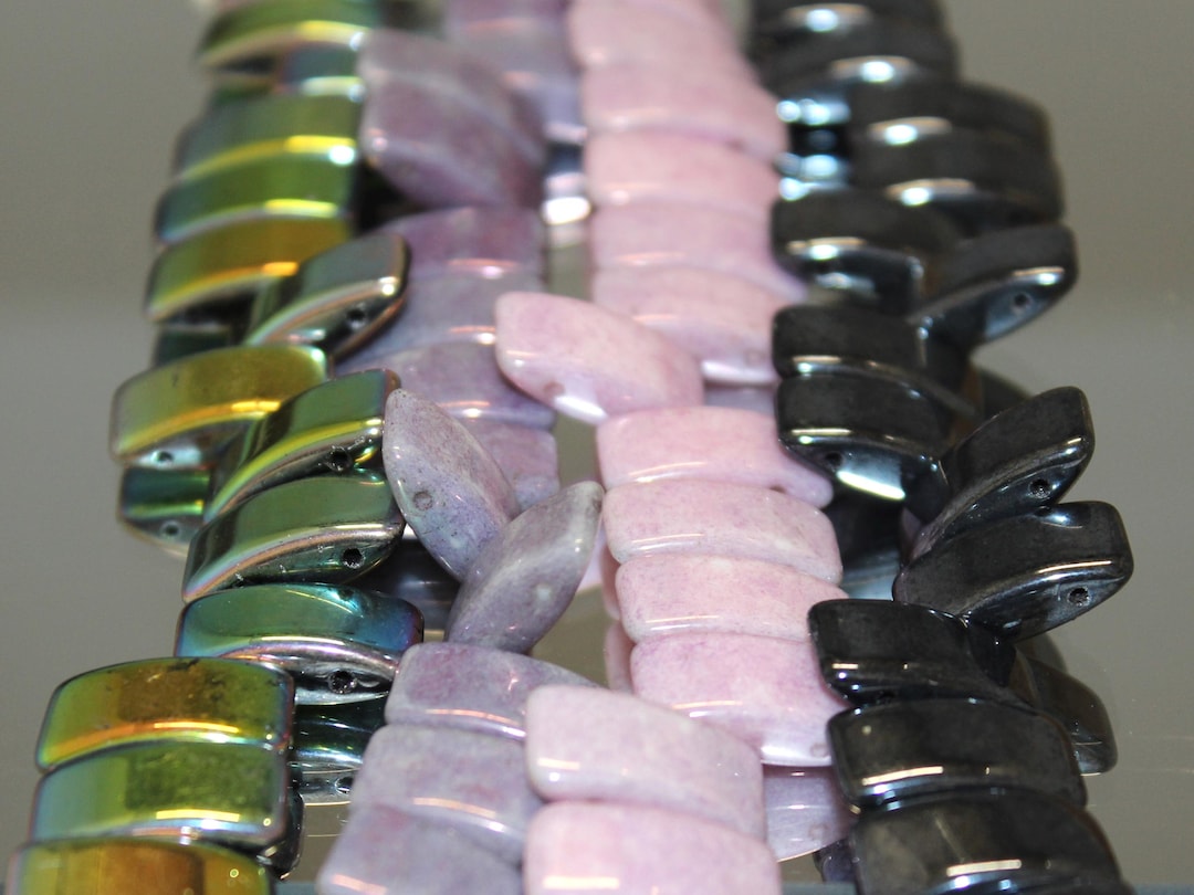 9x17mm Carrier Czech Glass Beads Vitrail Gunmetal Purple & Pink Vega ...