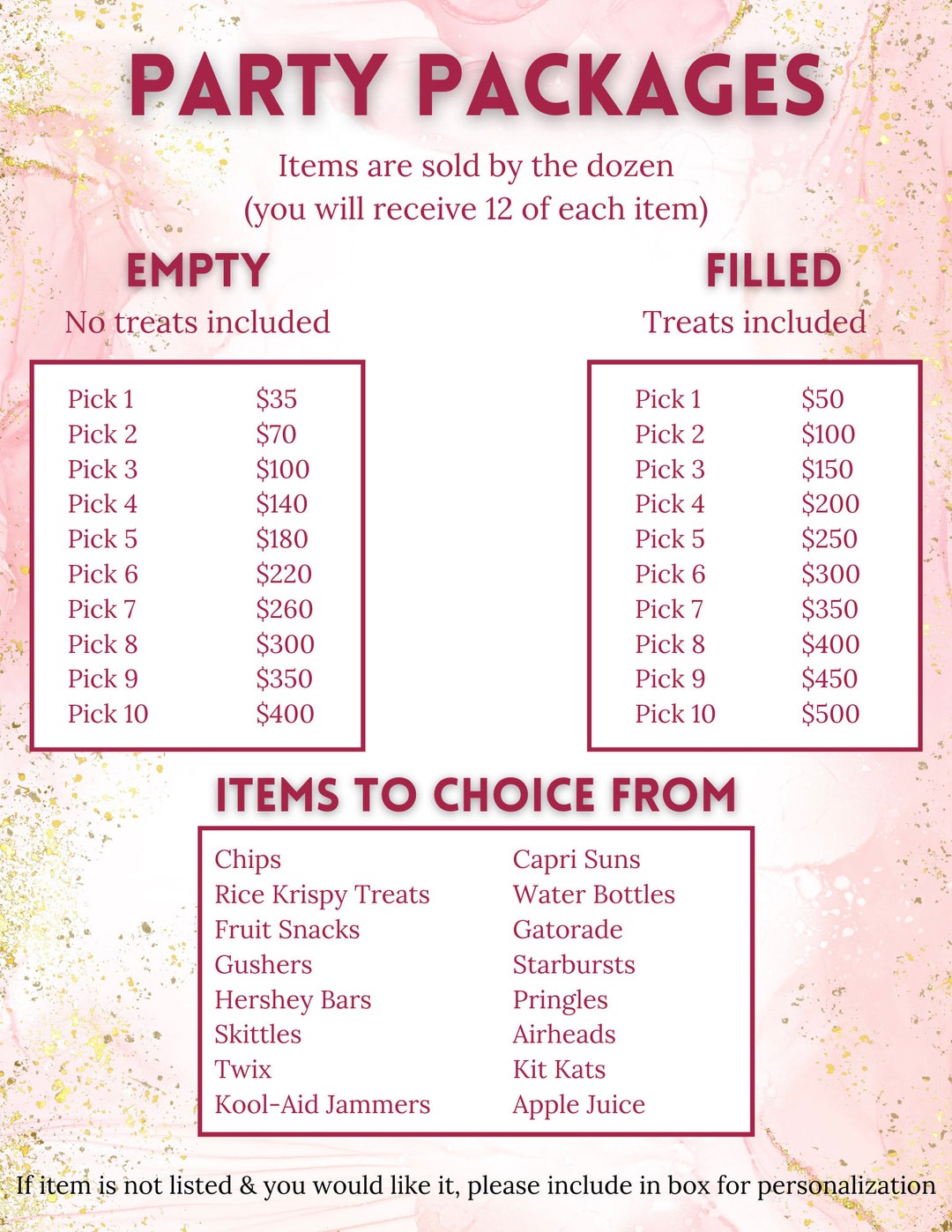 Party Pack Bundles - Etsy