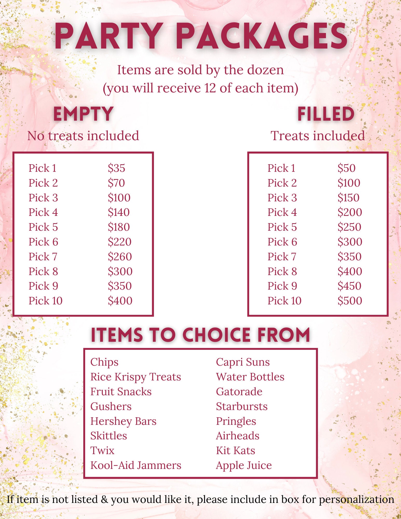 Party Pack Bundles - Etsy