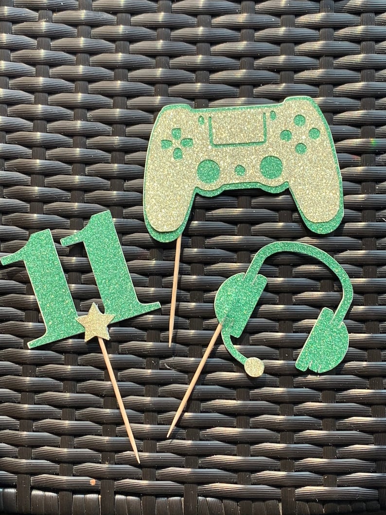 Gaming Themed Cake Topper Set Controller Headset Age All - Etsy