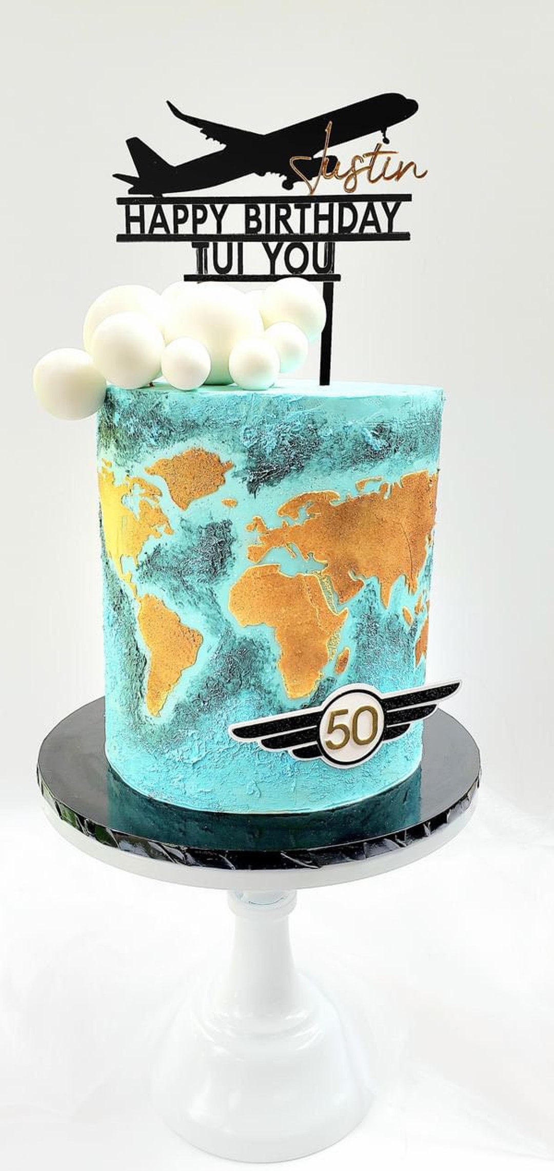 Pilot Aeroplane Plane Travel Personalised Cake Topper, Add Name / Age ...