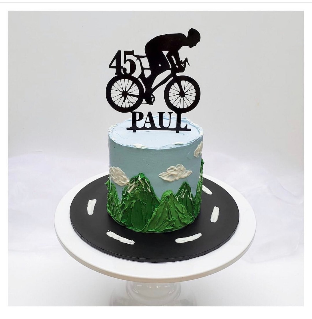 Bespoke Cyclist, Bicycle, Bike Personalised Cake Topper, Add Name and ...