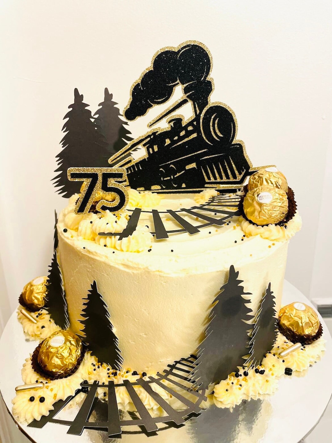 Steam Runaway Train Trees Track Cake Topper, Optional Age + Name ...