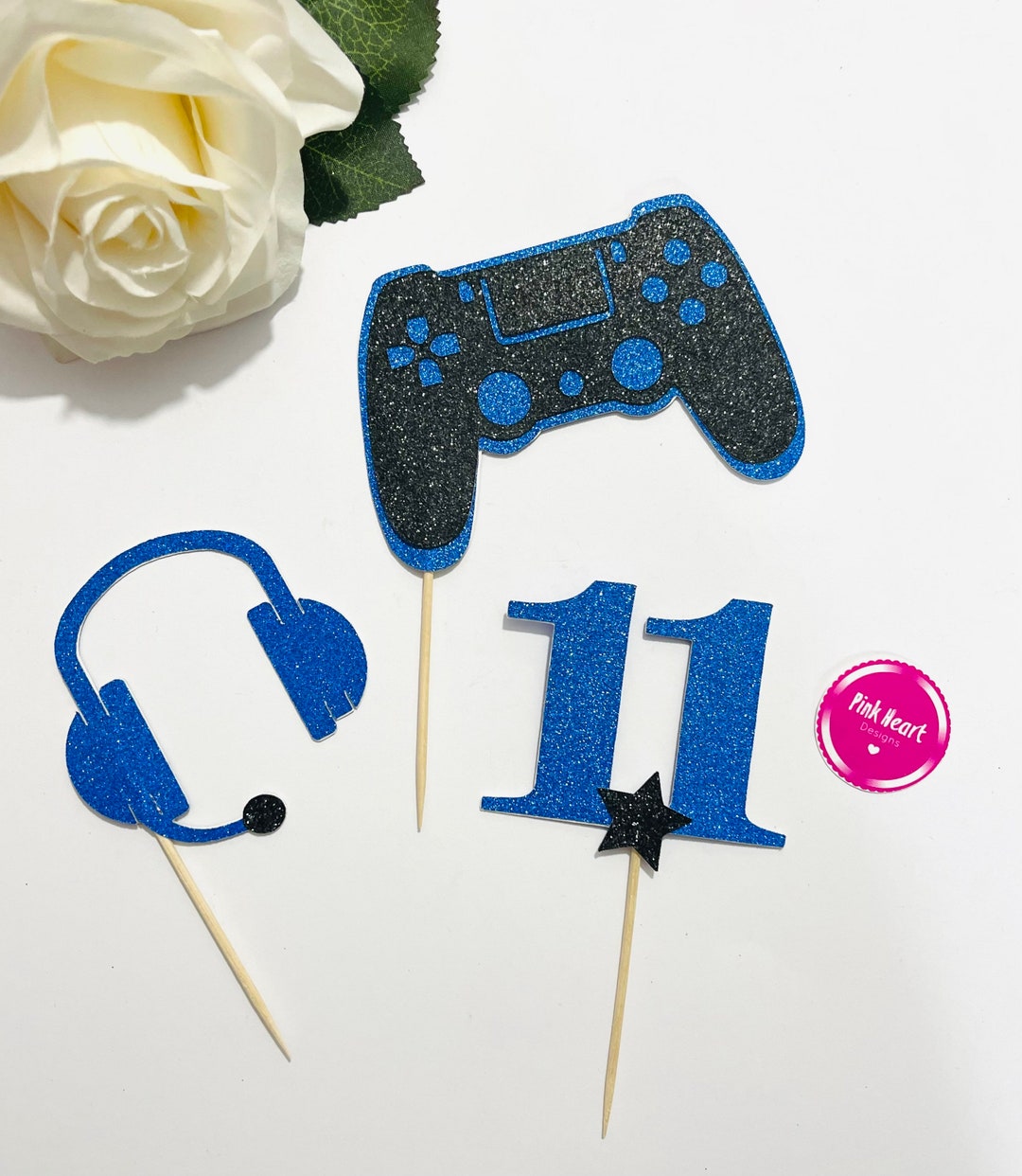 Gaming Themed Cake Topper Set Controller, Headset, Age All Colour ...