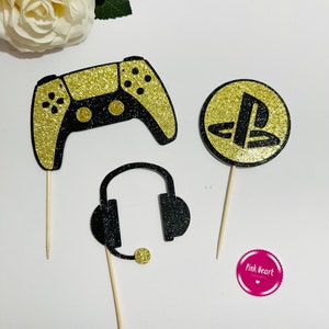Gaming PS5 Themed Cake Topper Set Controller, Headset, Logo - All ...