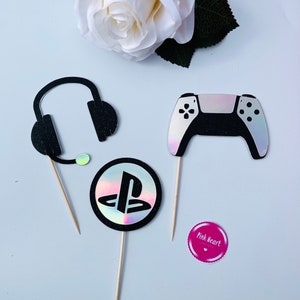 Gaming PS5 Themed Cake Topper Set Controller, Headset, Logo - All ...