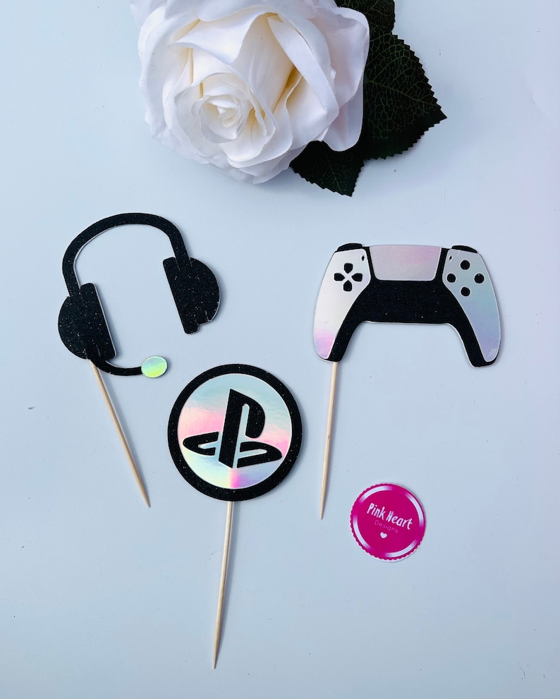 Gaming PS5 Themed Cake Topper Set Controller Headset Logo - Etsy