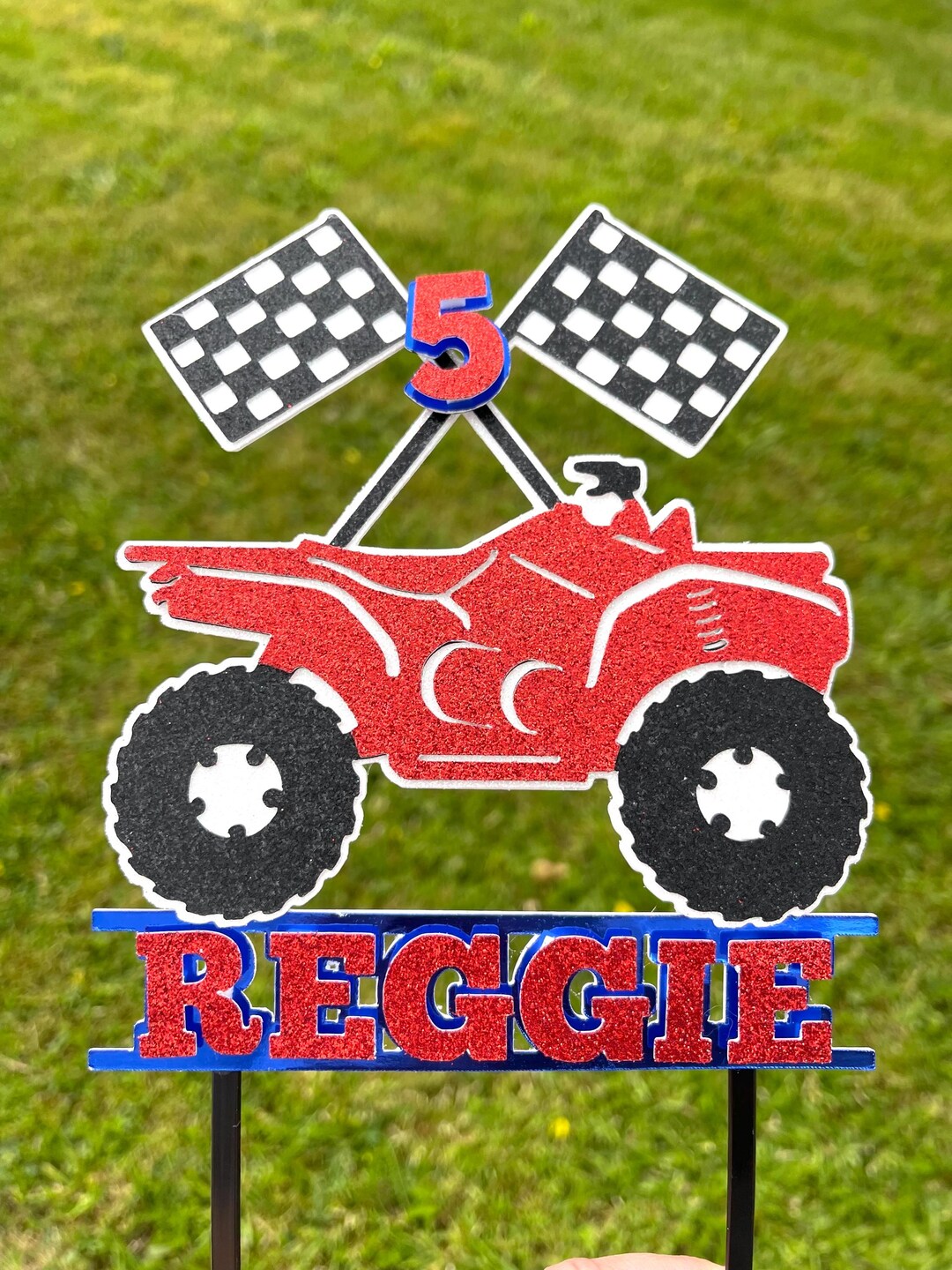 Bespoke Quad Bike Themed Personalised Cake Topper, Add Name / Age With ...