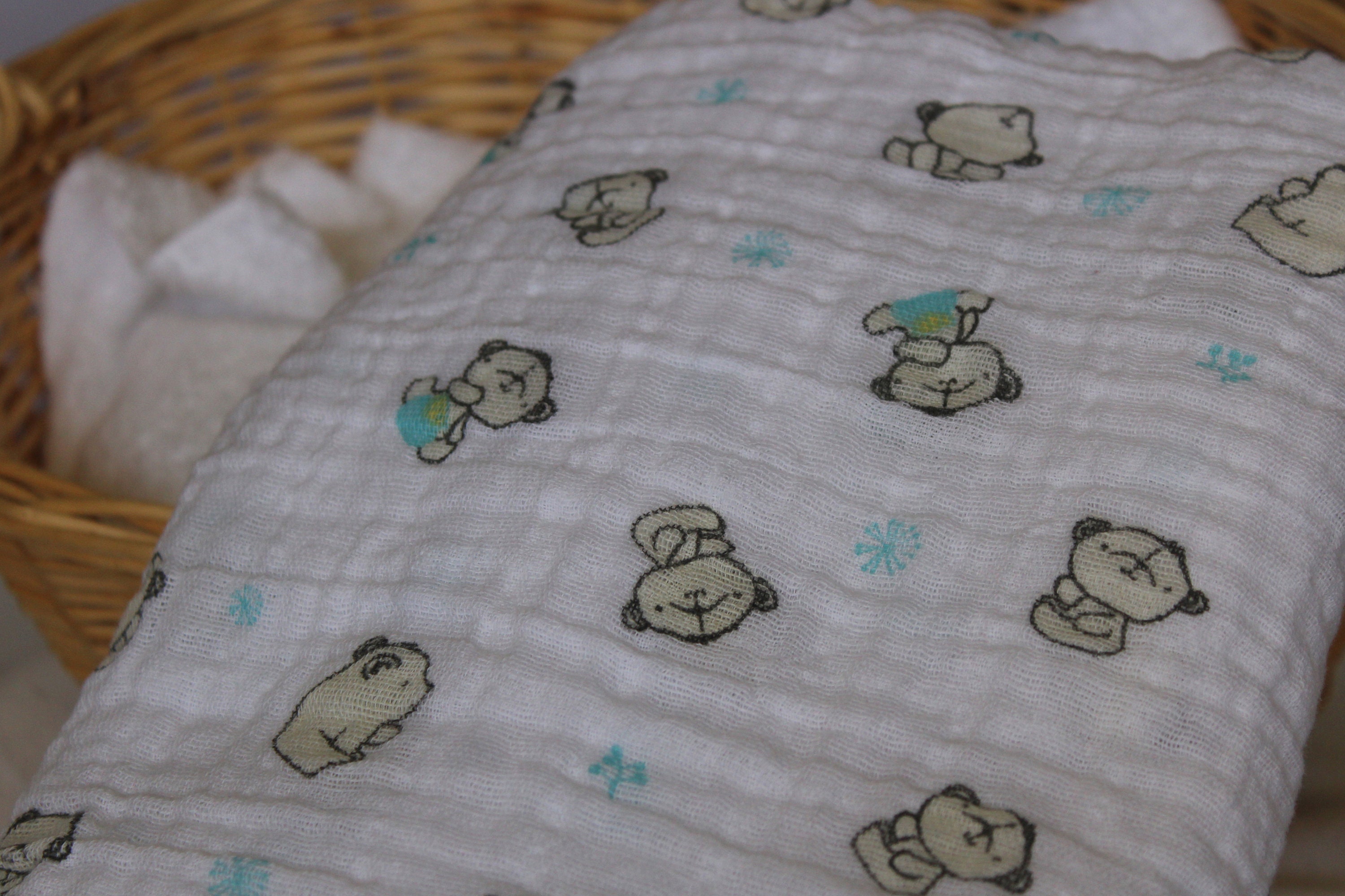 Teddy Bear Muslin Swaddle Blanket - Etsy UK