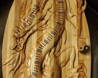 Cribbage Board CNC Carved Asian Dragon Epoxy Inlay - Etsy