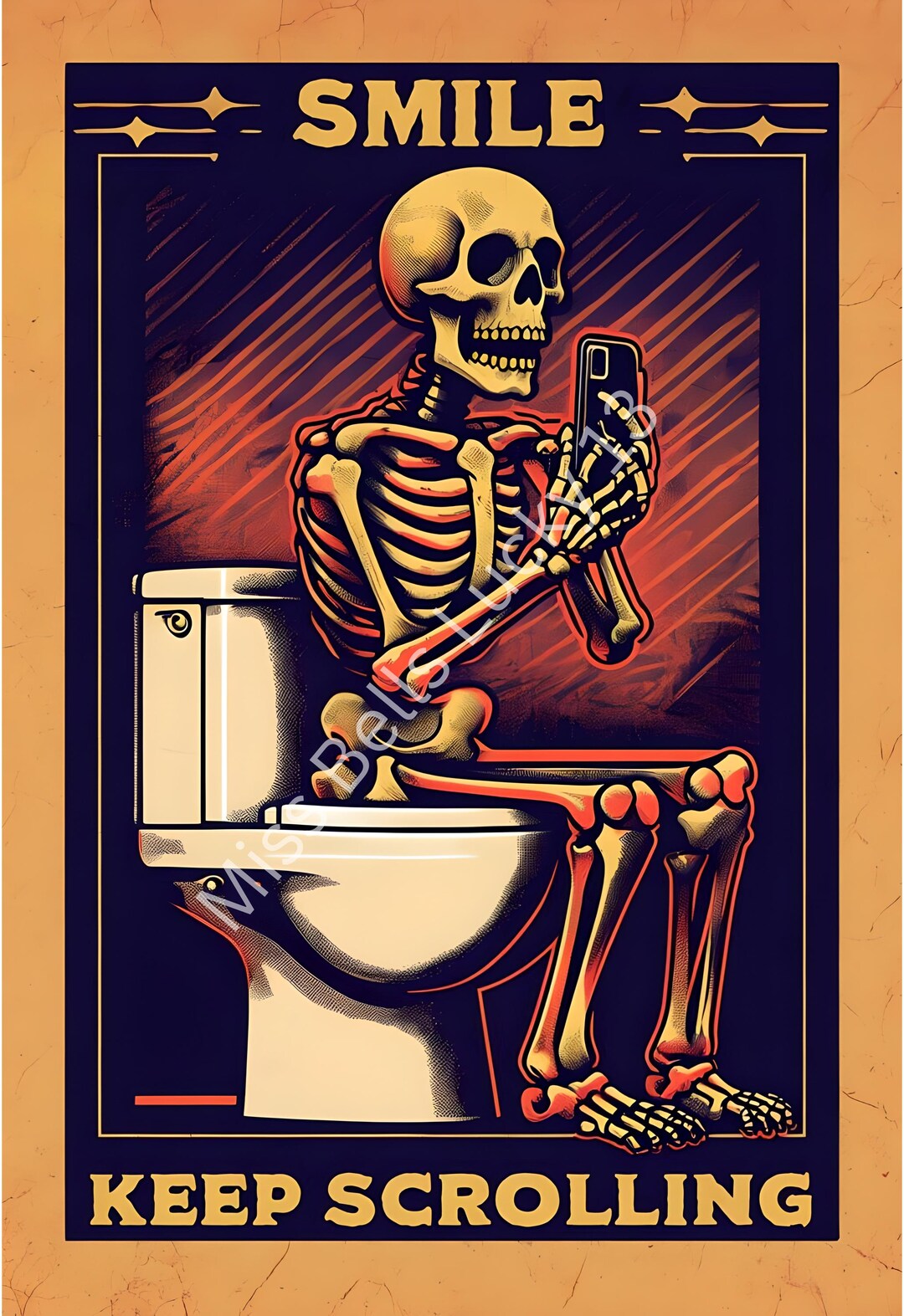 Skeleton Humor, Smile Keep Scrolling, JPG, Digital Download, Five Files ...