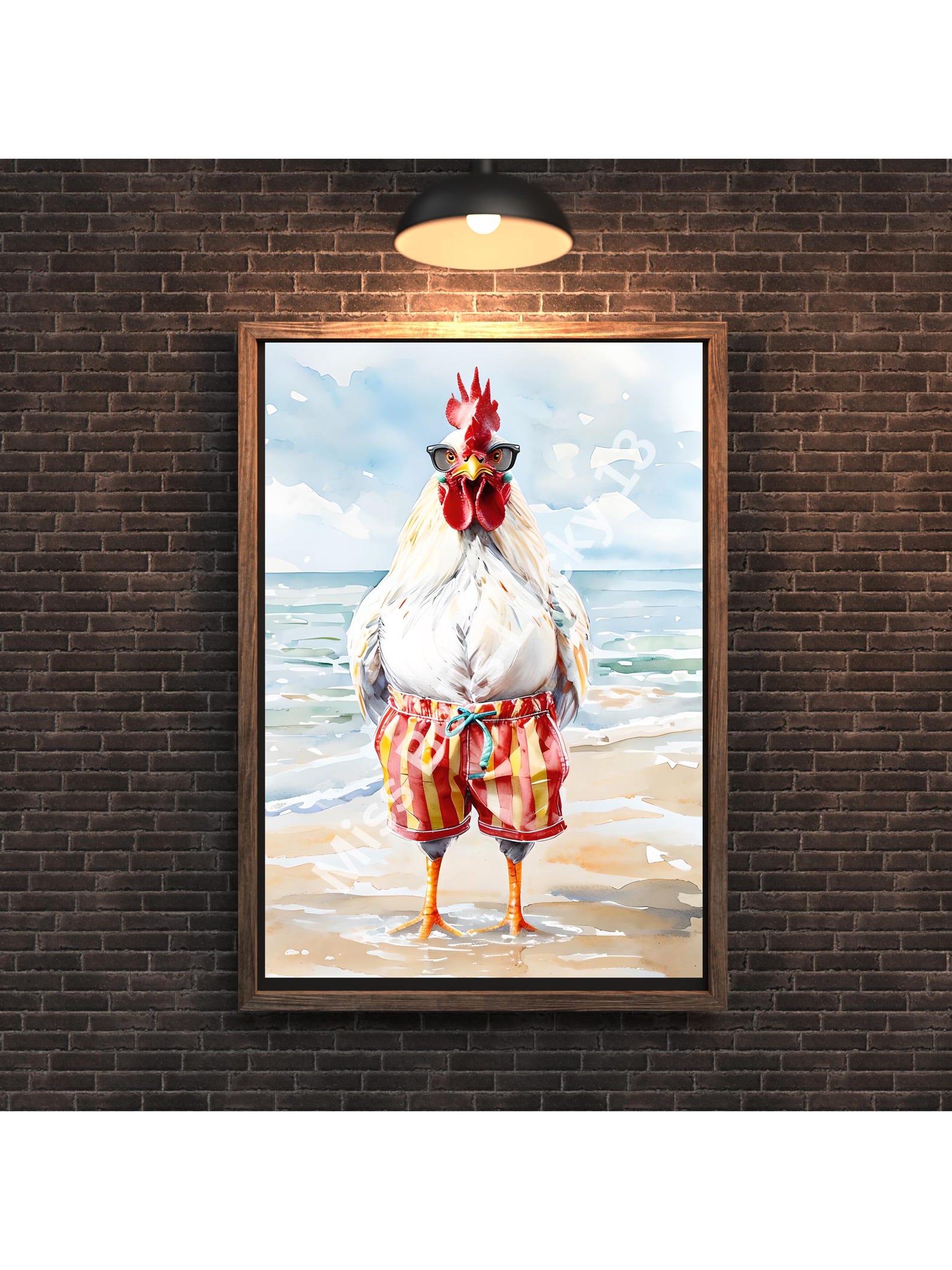 Rooster Wearing Swimming Trunks, Humorous Wall Art, T-shirts, JPG ...