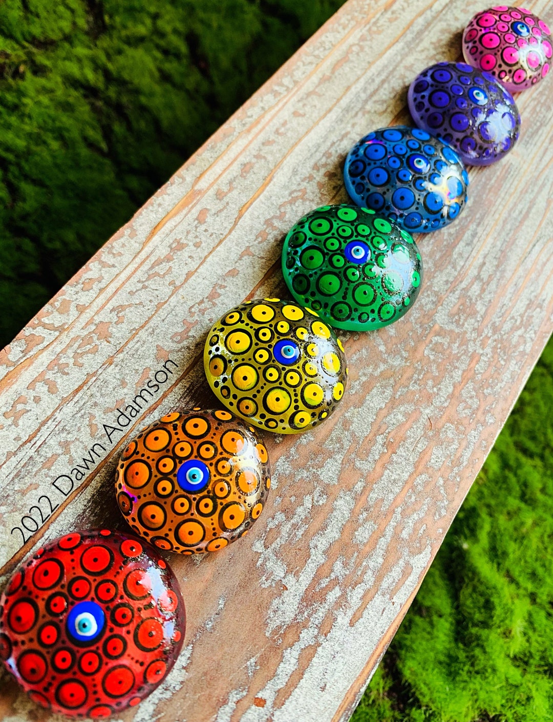 Hand Painted Glass Gem Set - 7 Chakras - Etsy