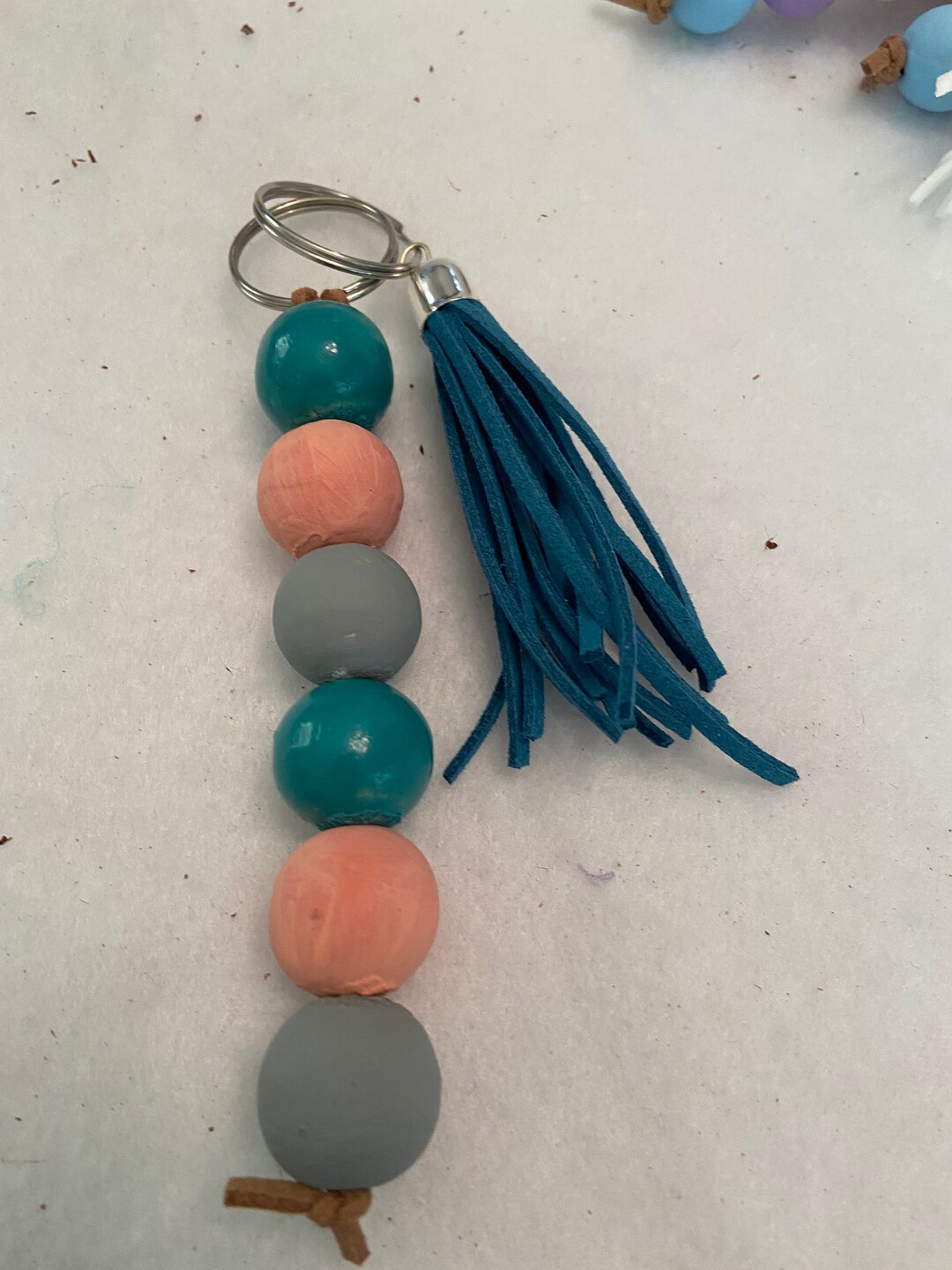Hand-painted Wooden Bead Keychains - Etsy