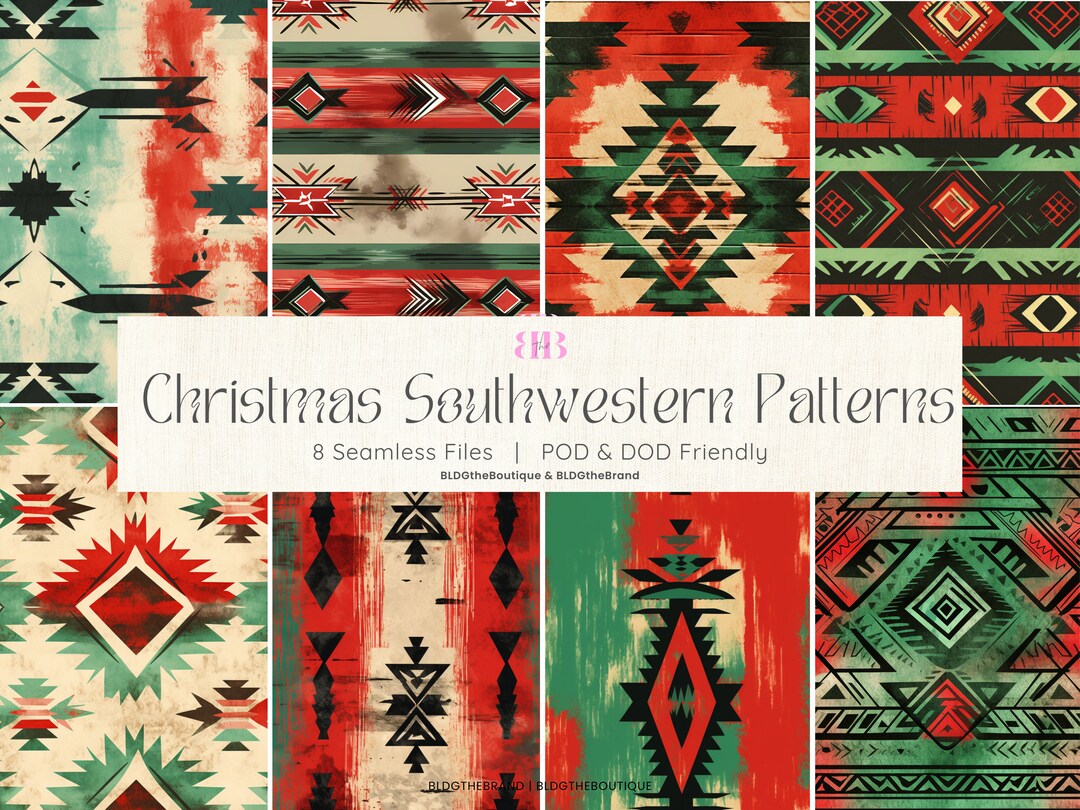 Grungy Christmas Southwestern Seamless Digital Paper Pack for ...